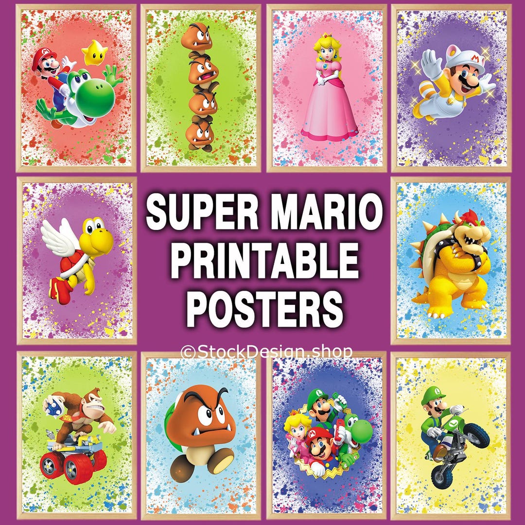 Super Mario II Printable Watercolor Posters Set of 10 Digital Prints ...