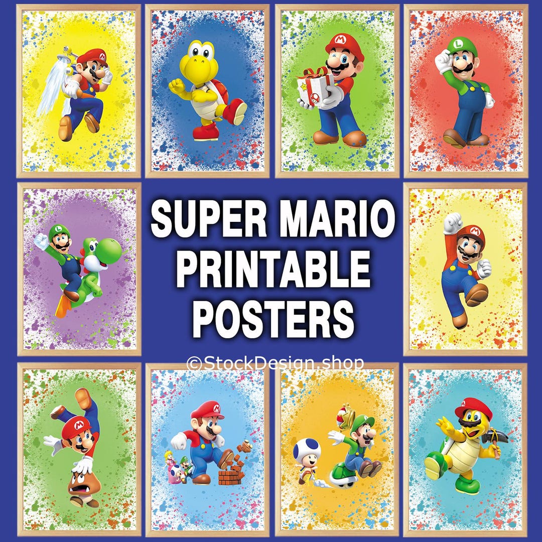 Super Mario III Watercolor Art Prints: Kids Room Decor Digital Download ...