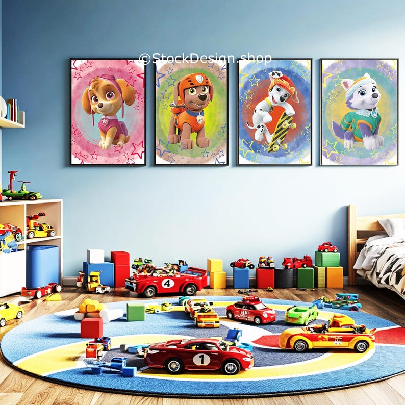 Paw Patrol Printable Posters Set of 10 Digital Prints Watercolor Wall ...