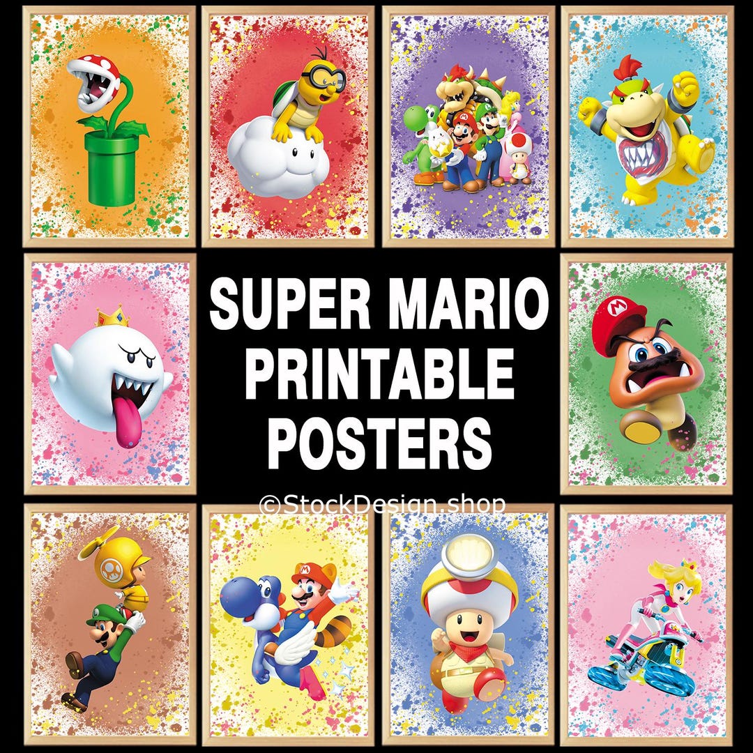 Super Mario I Printable Posters Set of 10 Digital Prints Mario ...
