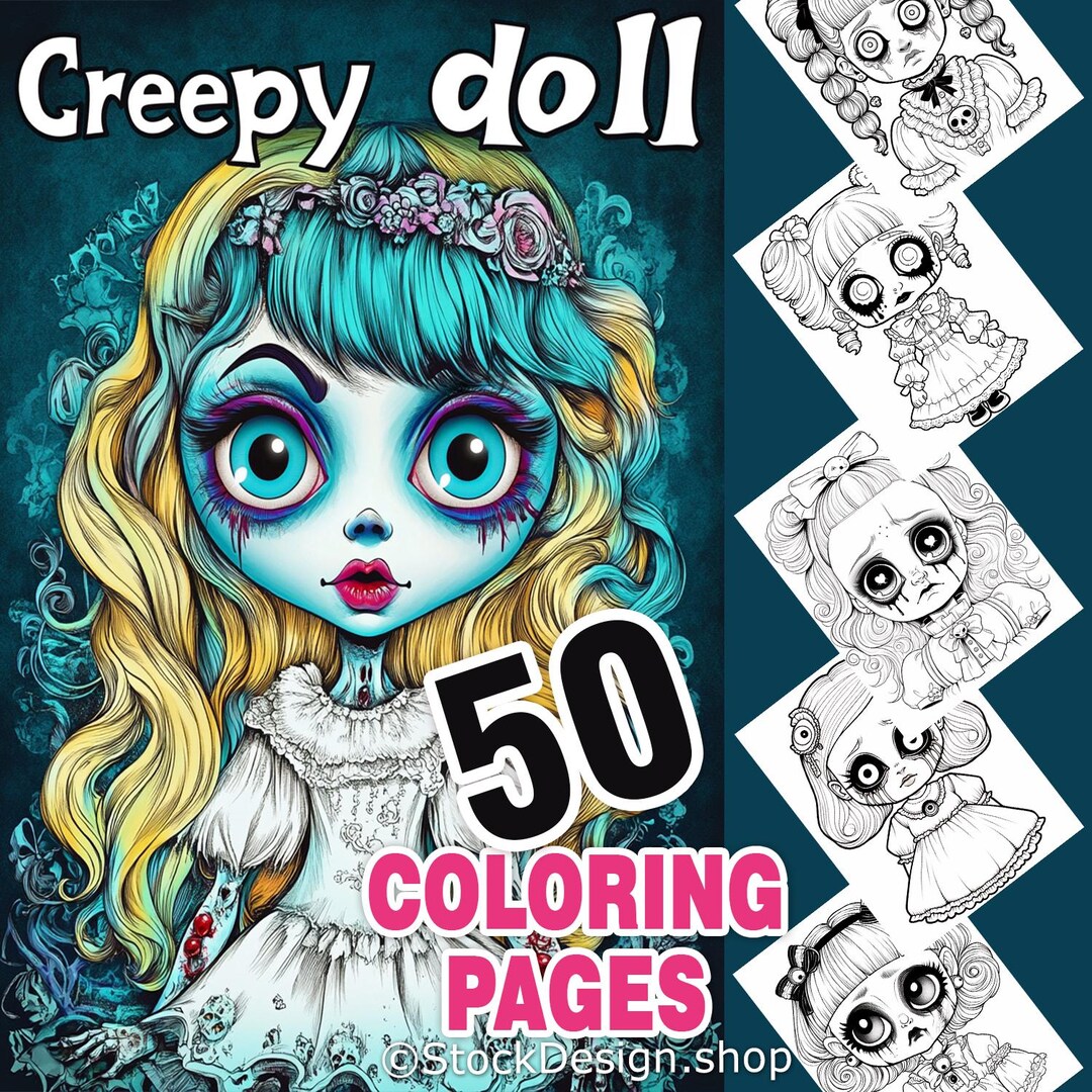 50 Coloring Pages Creepy Doll Printable PDF File Instant Download ...
