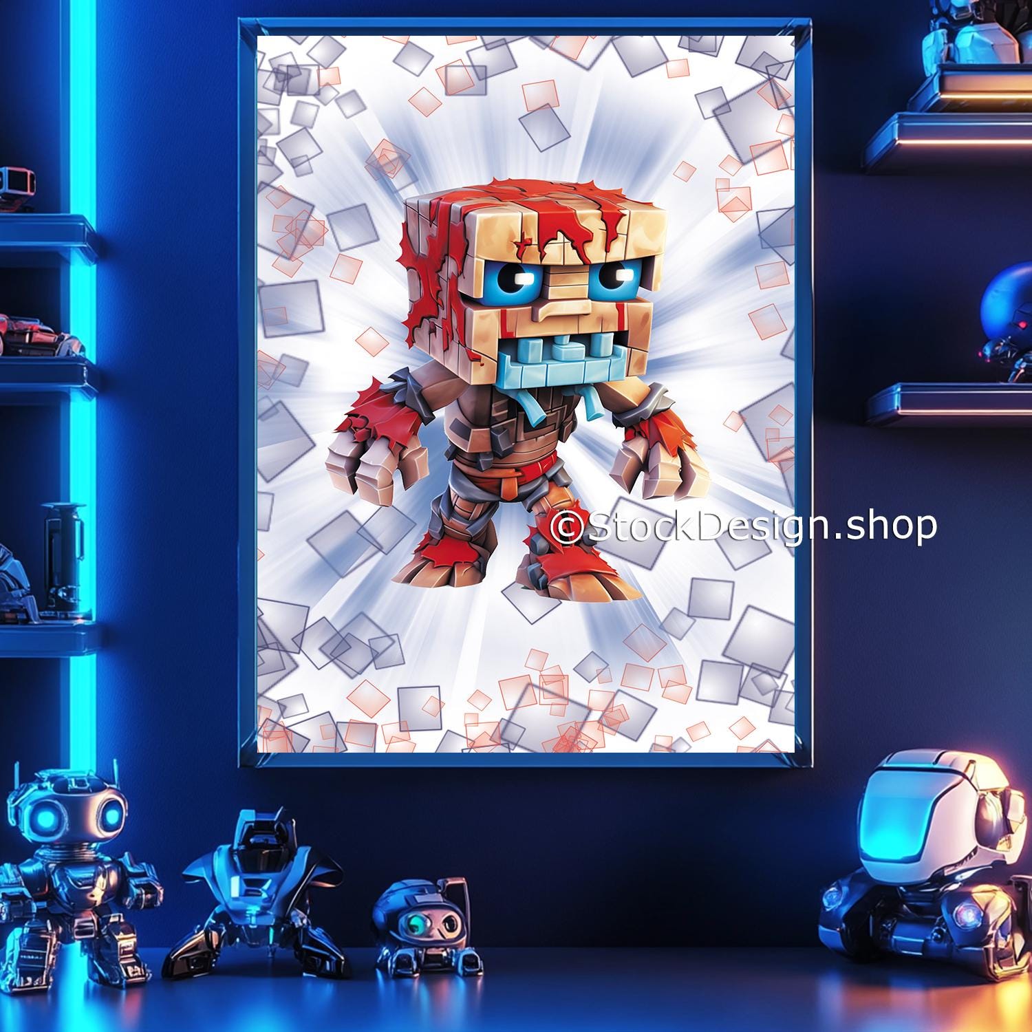 Minecraft-themed Monsters Pixel Art Prints, Kids Room Decor (PDF) - Etsy