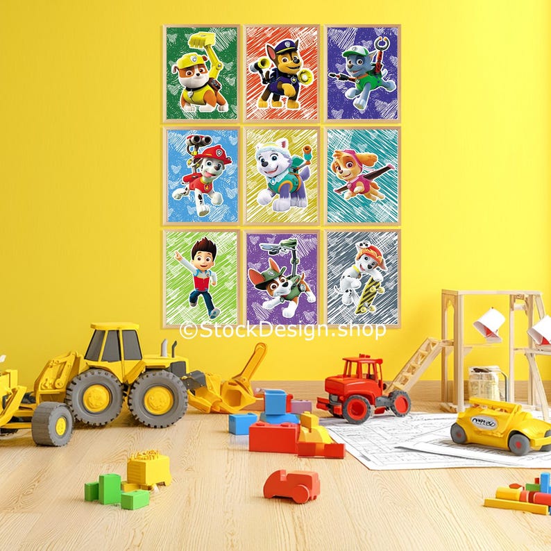Paw Patrol Printable Characters Posters Set of 10 Digital Prints Kids ...