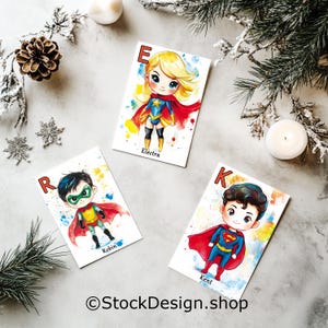 Cute Superheroes Alphabet Сards for Kids ABC Posters Printable Alphabet ...