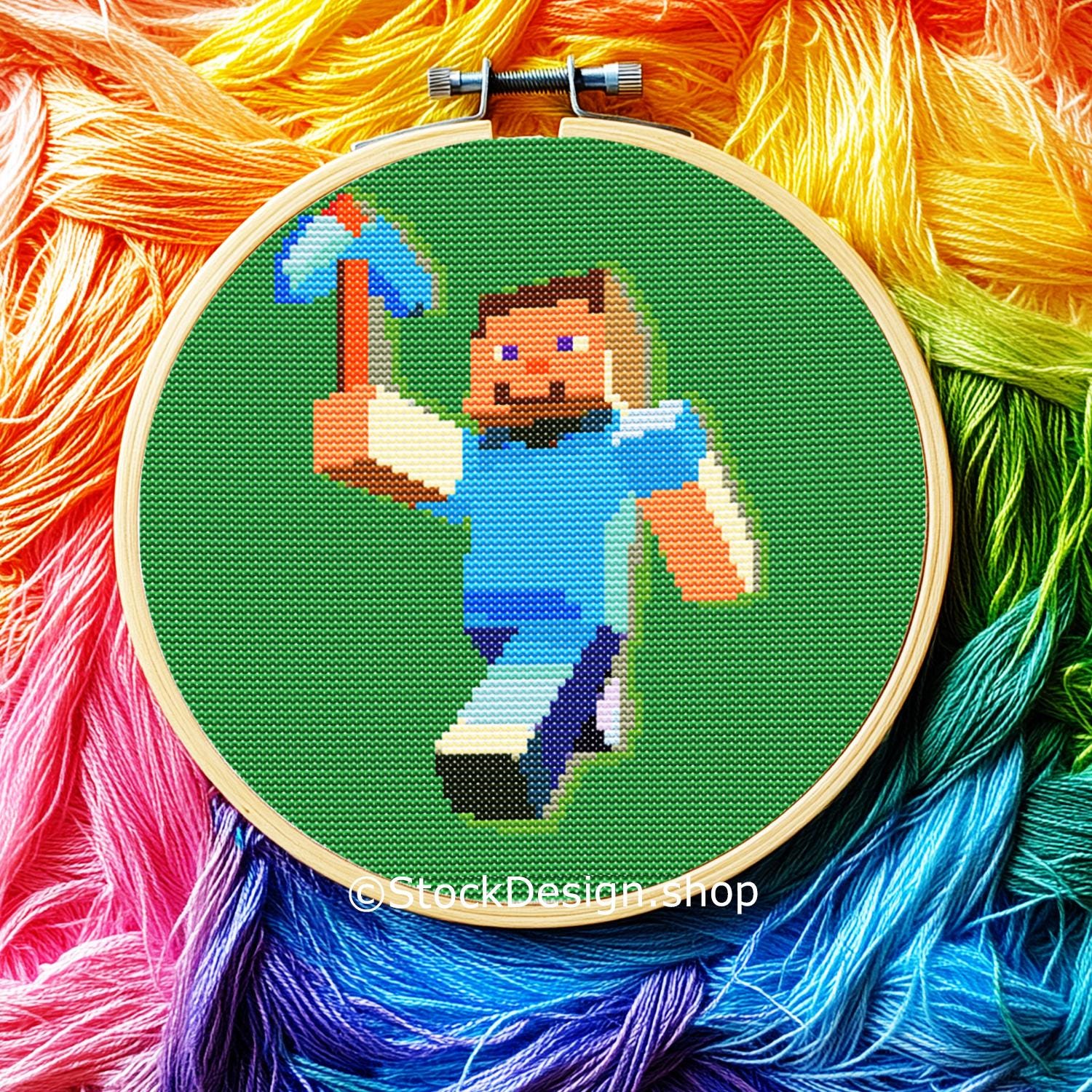 Minecraft-themed Cross Stitch Pattern PDF Files Instant Download Pixel ...