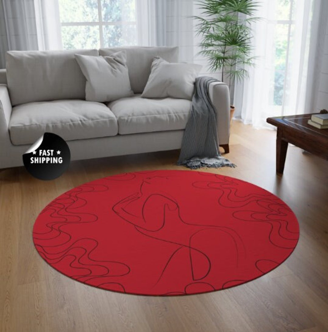 Abstract Lady Body Round Rug Floor Carpetdecorative Non Slip Circle ...