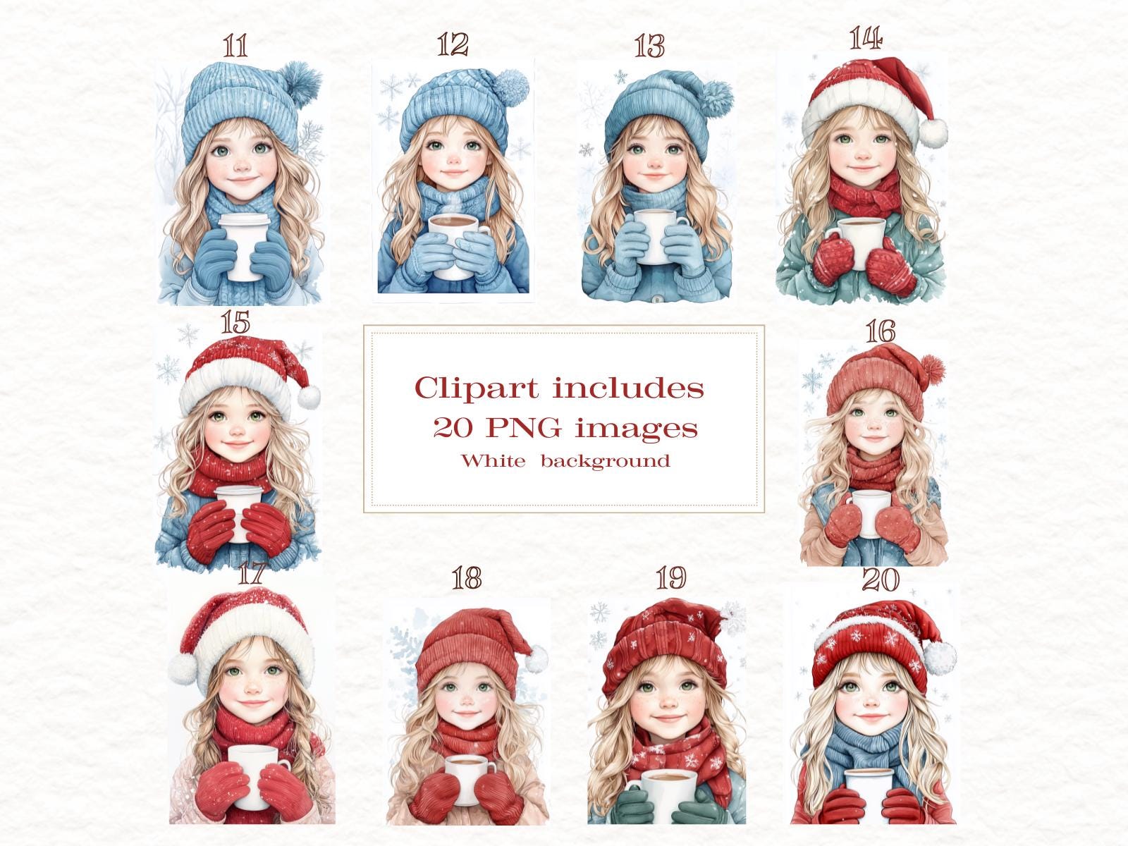 20 Cozy Winter Girl Cliparts Illustrations Winter Holiday Clip Art ...