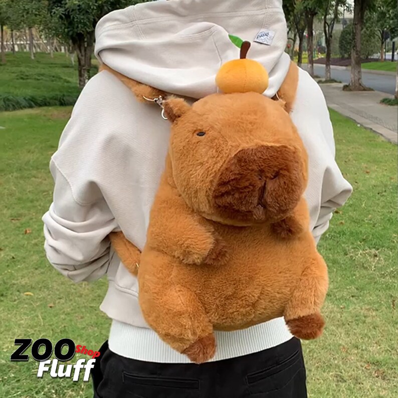 Cute Capybara Backpack Plush Soft and Fluffy Light Brown - Etsy