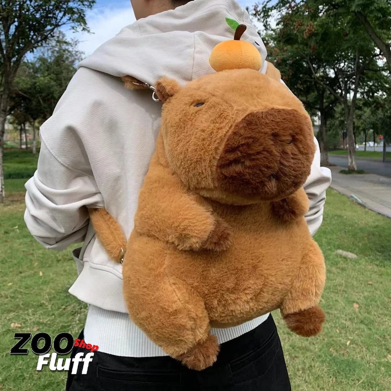 Cute Capybara Backpack Plush Soft and Fluffy Light Brown - Etsy
