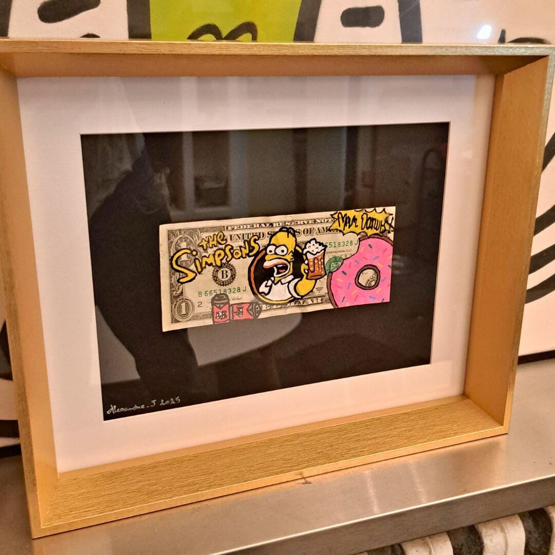 1 Dollar Bill Custom Homer Simpsons Pop Art Hand-painted, Acrylic ...