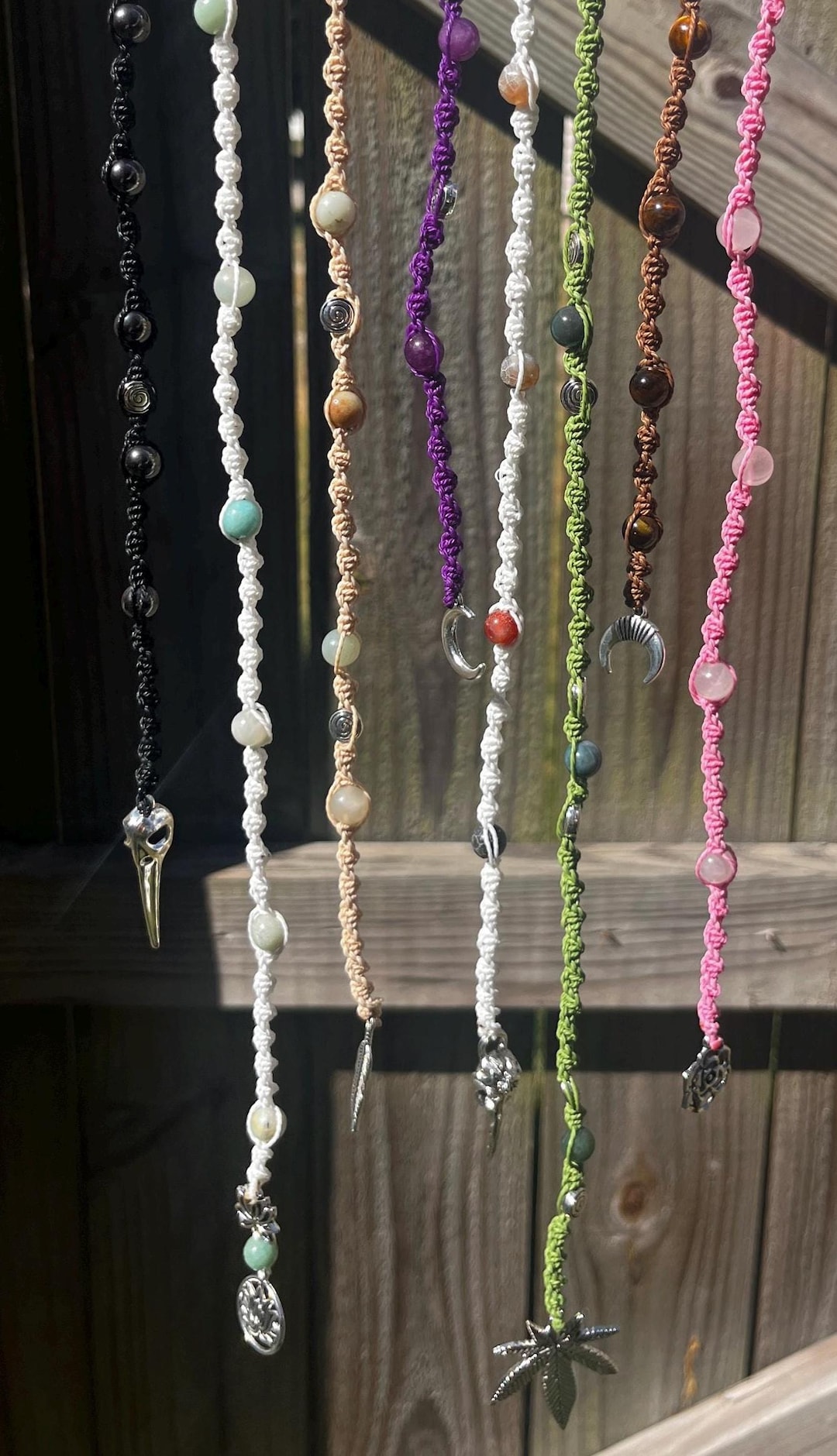 Natural Crystal Handmade Macrame Spiral Hair Wrap With Beads and Charms ...
