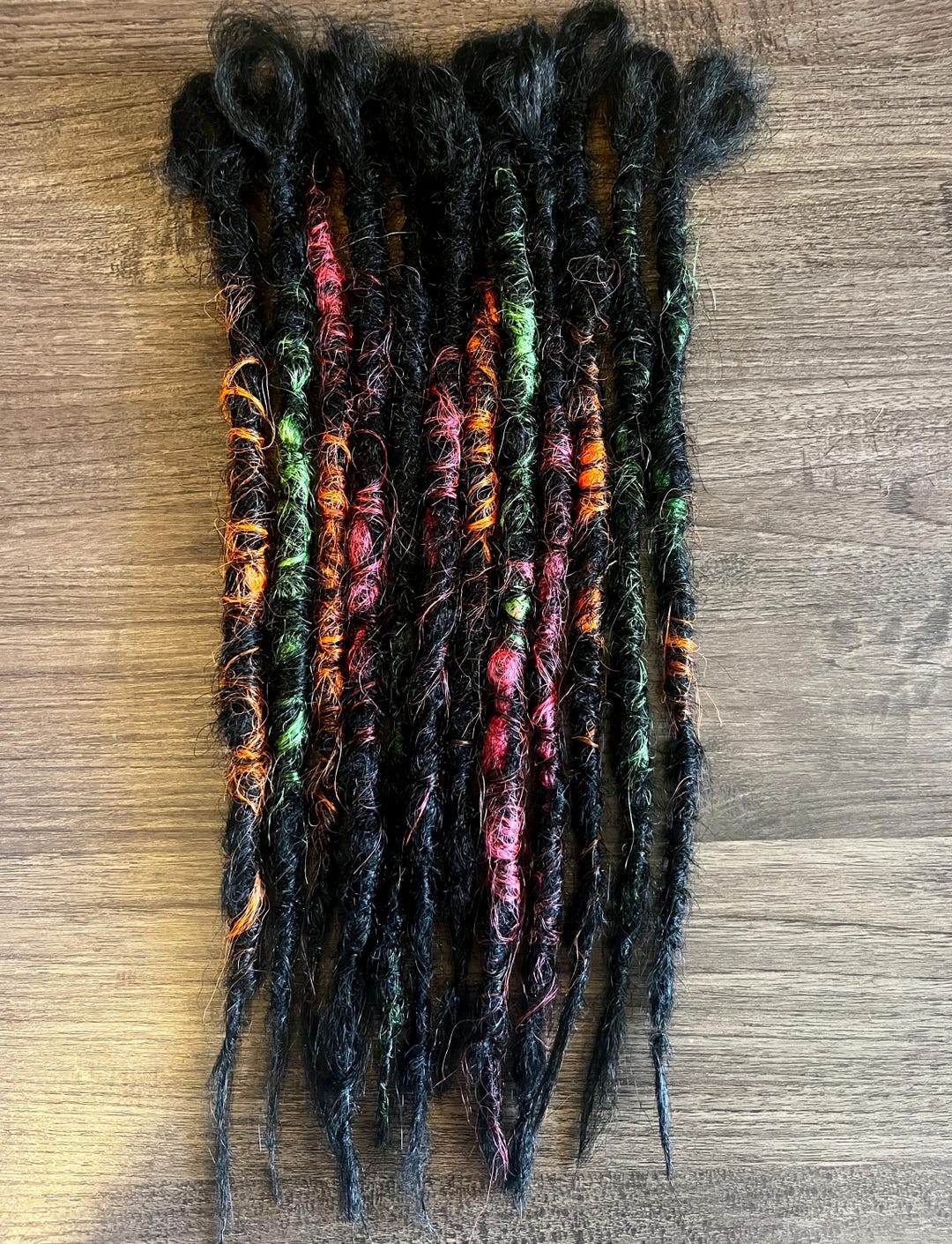 Neon Splash - 12 Single Ended Synthetic Dreadlocks, Black and Neon Pink ...