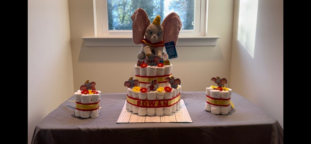 Elephant Diaper Cake, Dumbo Diaper Cake , Mini Diaper Cakes, Baby ...