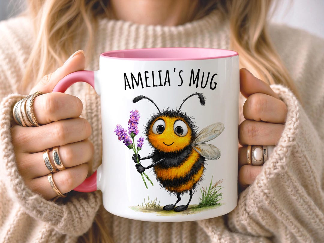 PERSONALISED Bee Mug • Bumble Bee Gifts • Custom Honey Bee Floral Gift ...