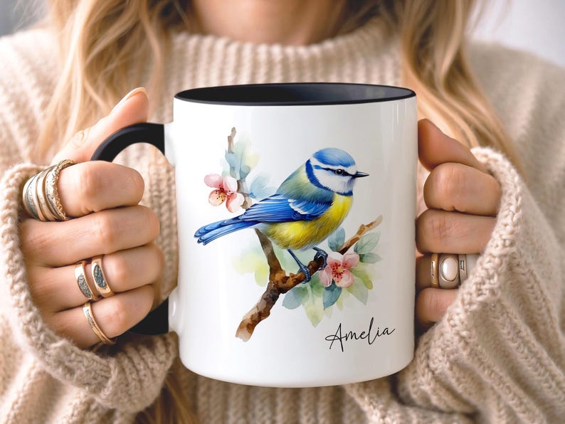 PERSONALISED Blue Tit Bird Mug • Bird Watcher Gifts • Custom Bird Gift ...