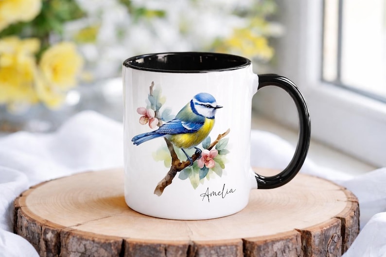 PERSONALISED Blue Tit Bird Mug • Bird Watcher Gifts • Custom Bird Gift ...