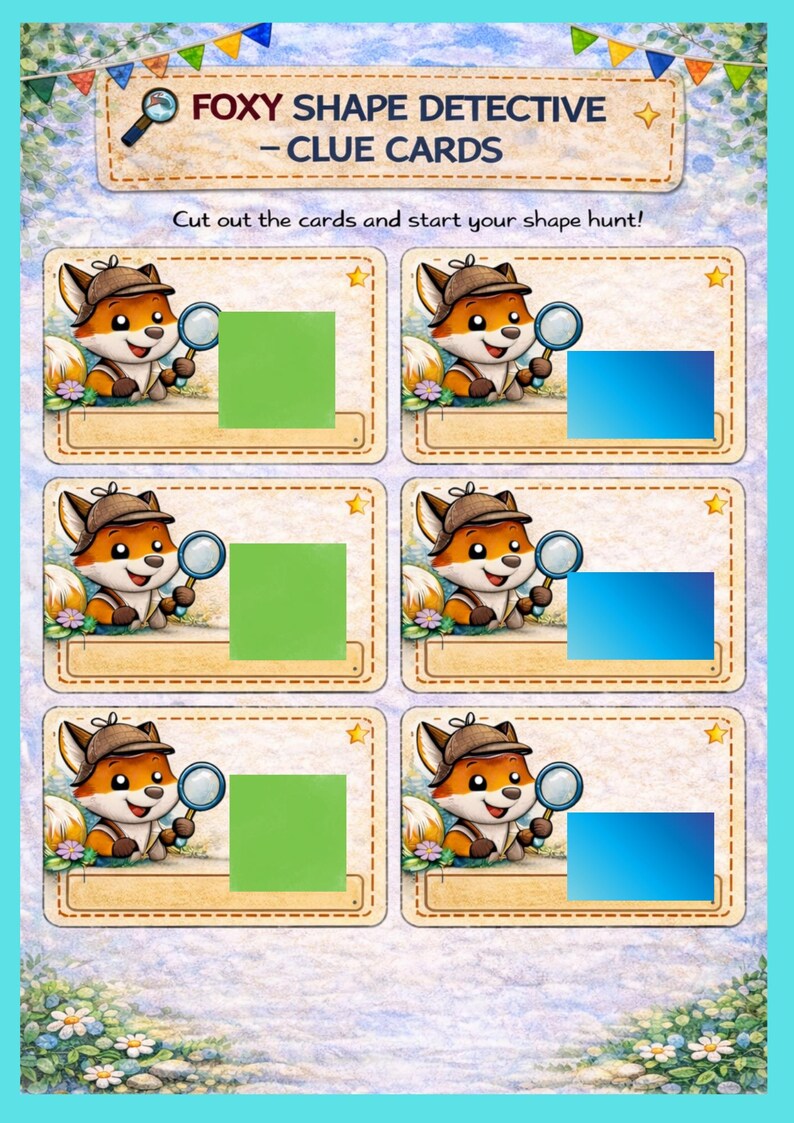 Shape Hunt Printable Foxy Garden Game – Outdoor Play for Ages 4-6 ...