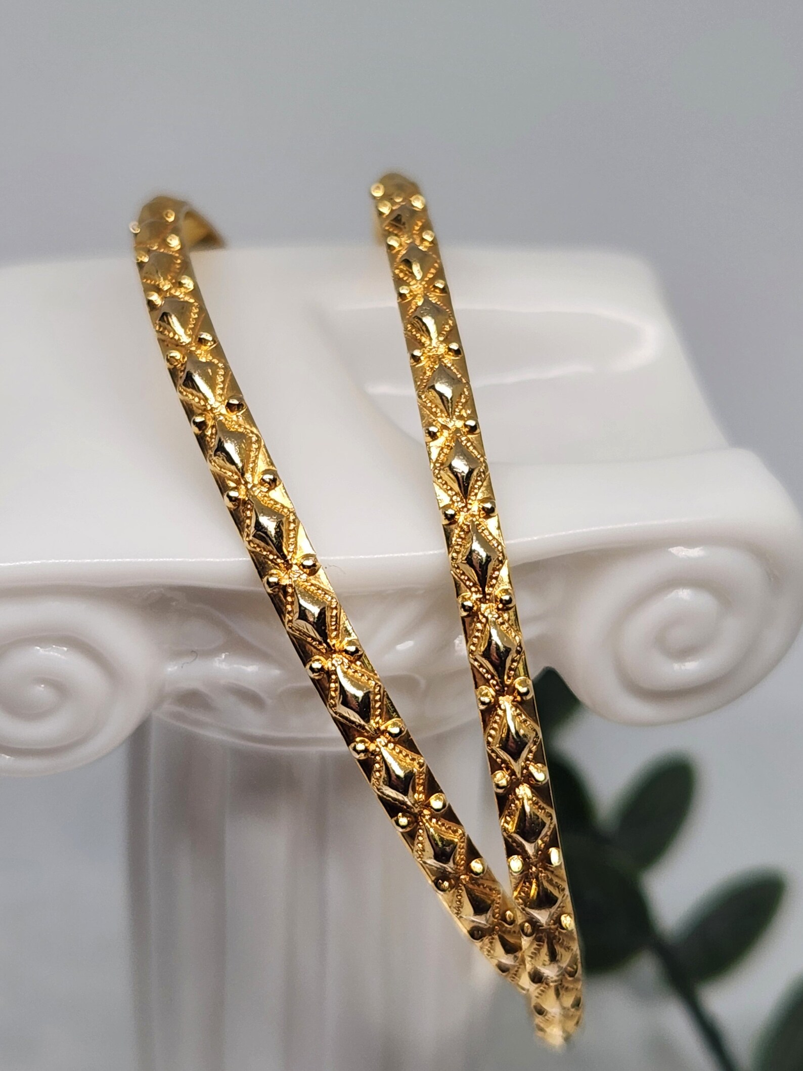 10K Genuine Gold Vintage Bangles, Gold Jingles, Gold Filigree Bangles ...