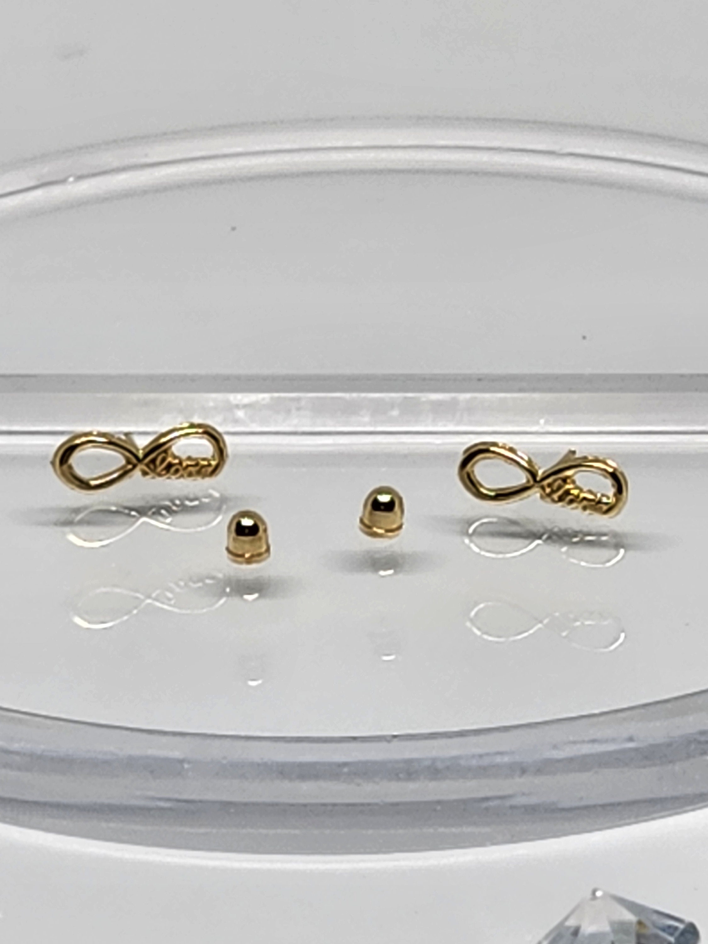 10K Genuine Gold Infinity Love Earrings, Tiny Gold Studs, Gold Safety Screw Back Earrings ...