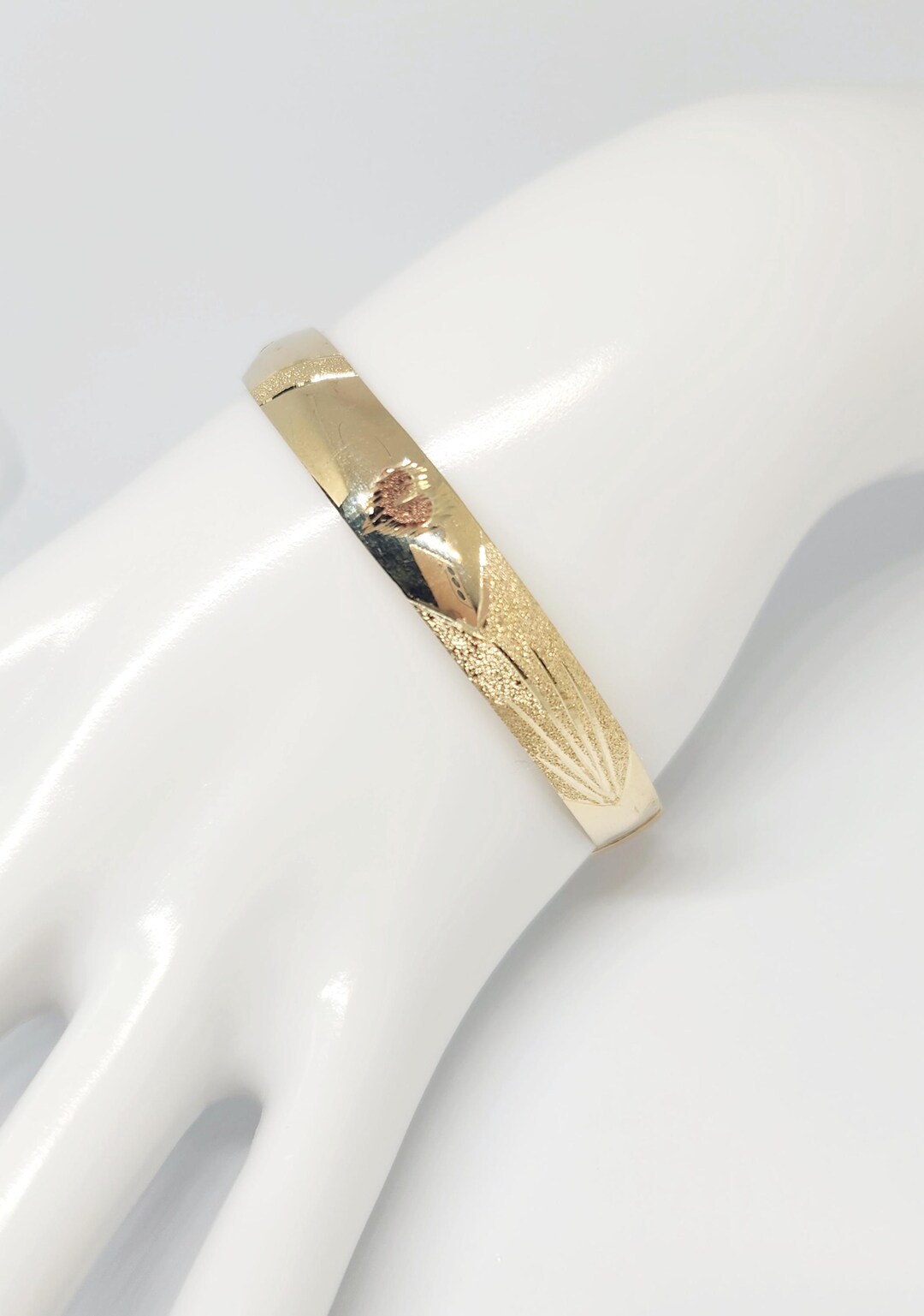 10K Genuine Gold Bangle, Two-toned Gold Bangle, Stackable Bangle, Gold ...