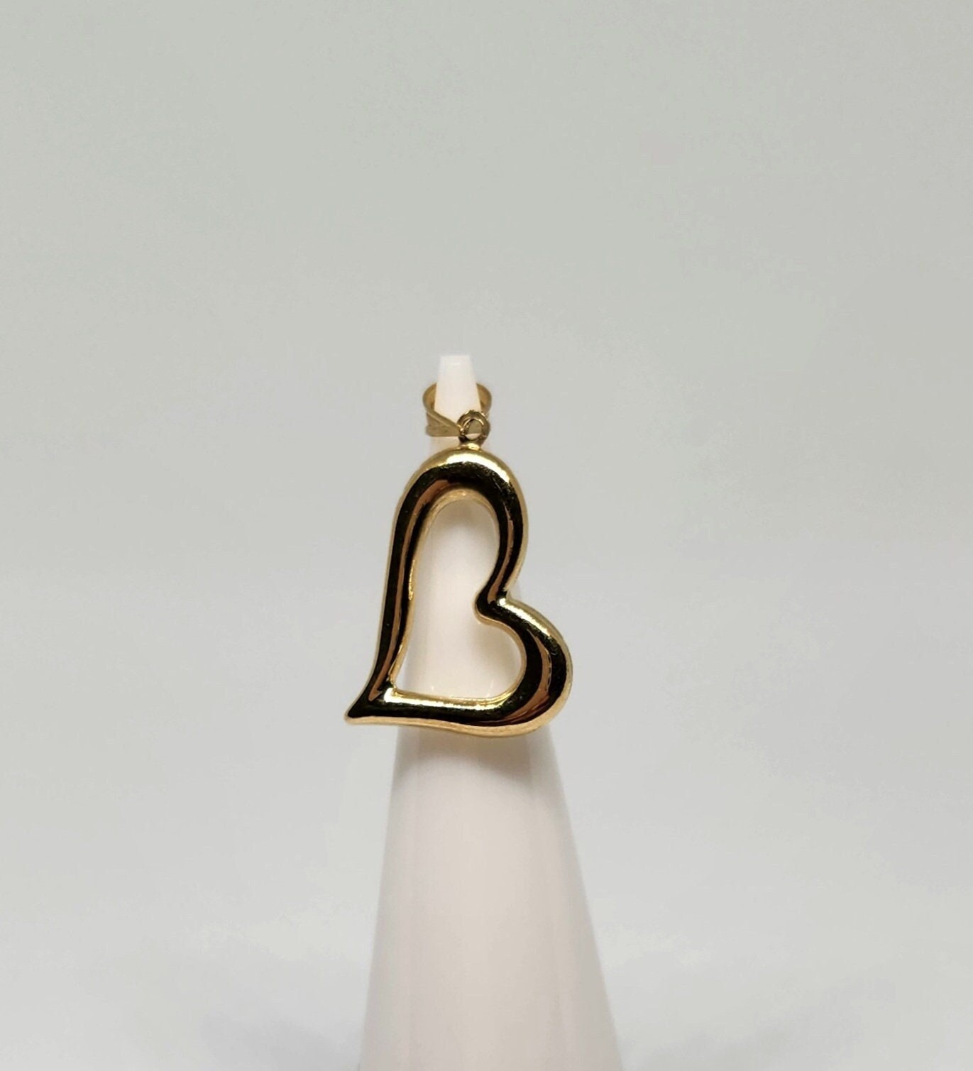 10K Yellow Gold Heart Pendant, Hollow Heart, See-through Heart, Open ...