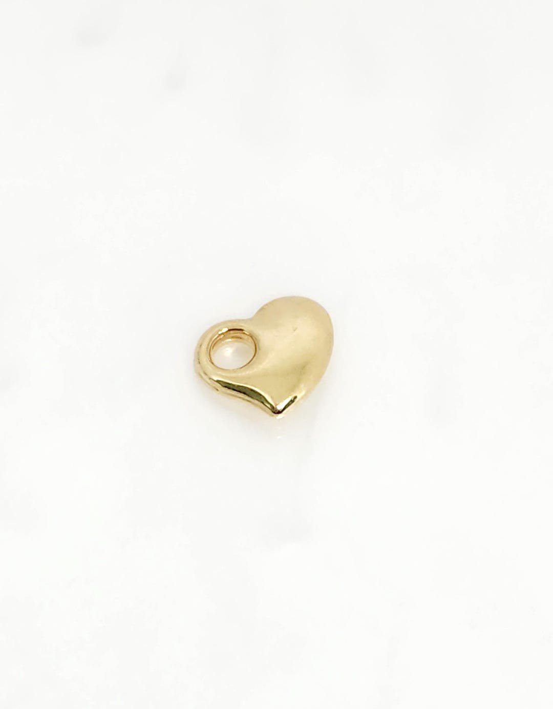 10K Yellow Gold Small Heart Charm, Puffy Heart, Bracelet Heart Charm ...