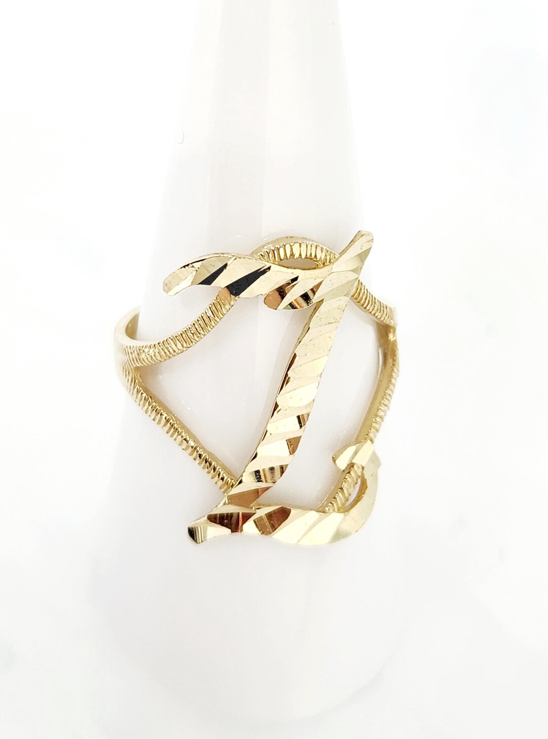 10K Yellow Gold Letter Ring, "g" Letter Ring, "l" Gold Ring, Gold ...