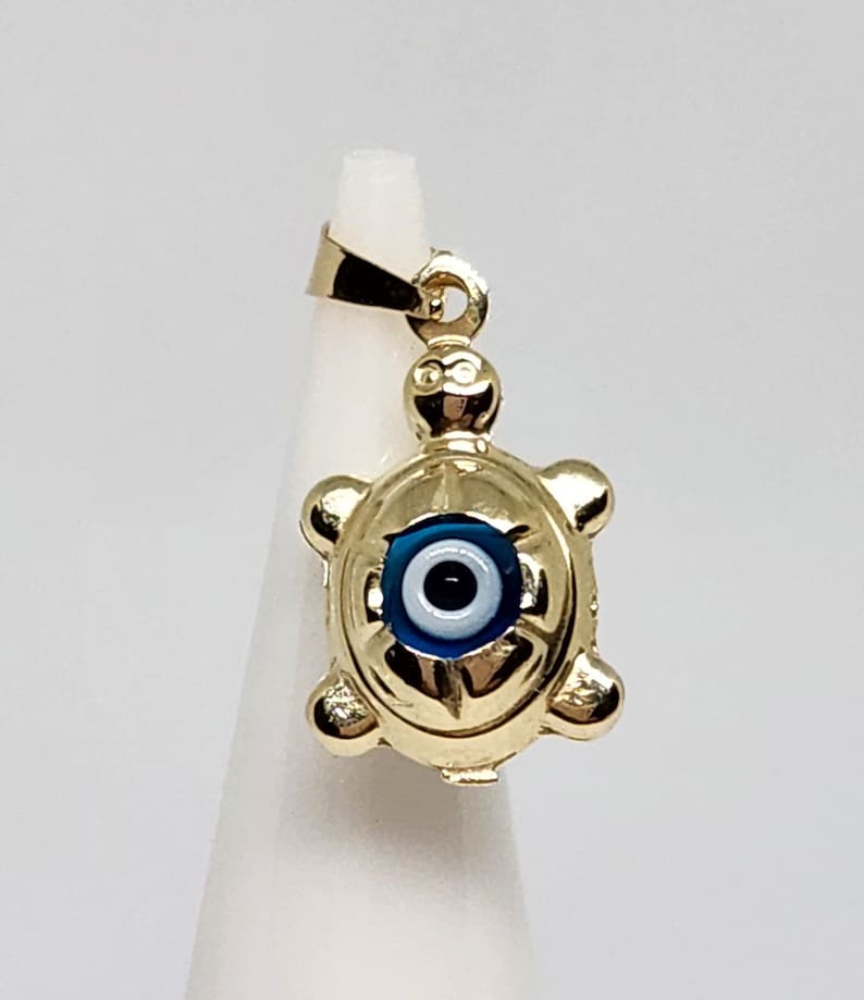 10K Genuine Gold Evil Eye Charm, Gold Turtle Charm, Gold Evil Eye ...