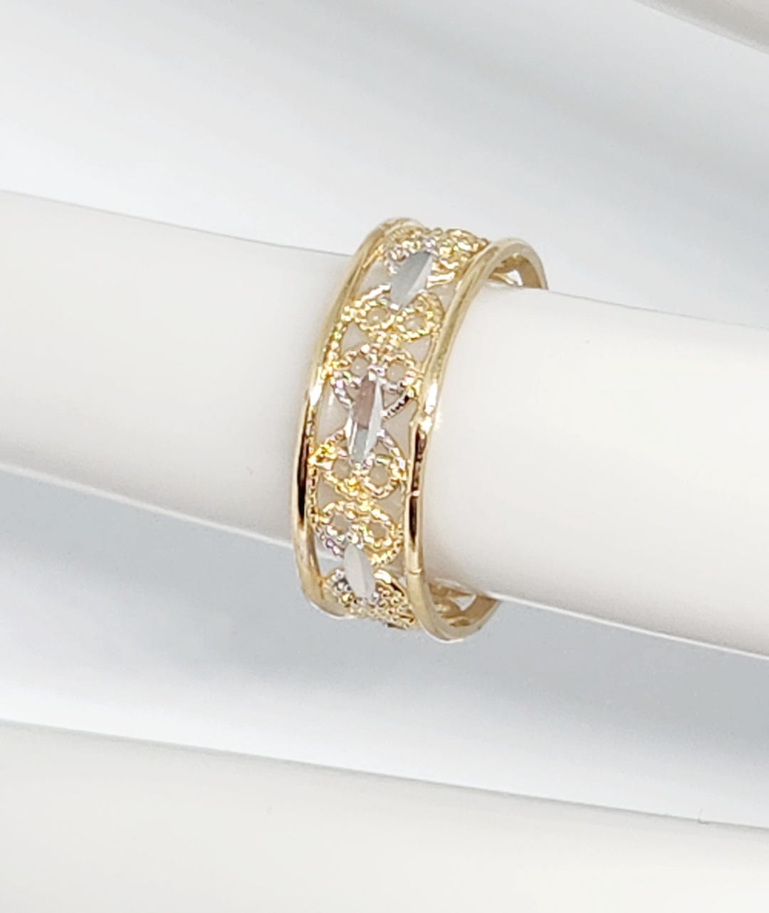 14K Yellow Gold Toe Ring, Gold Midi Ring, Gold Filigree Pattern Ring ...