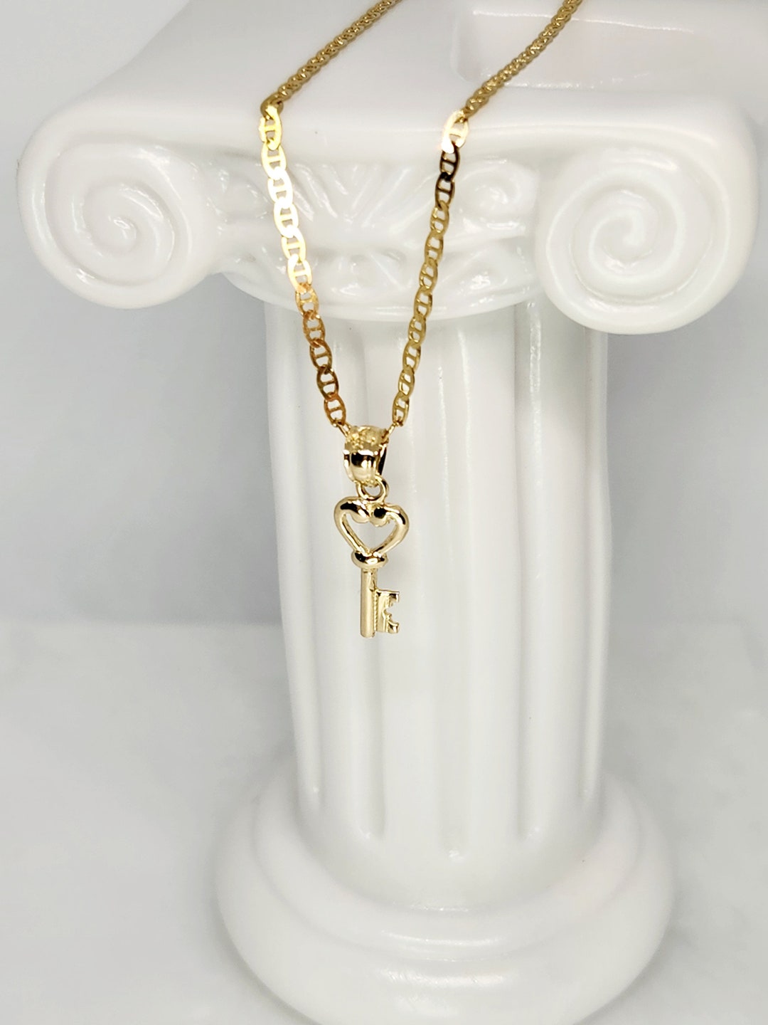 10K Real Gold Key, MINI Gold Key Charm, Gold Key Luck Charm, Gold ...