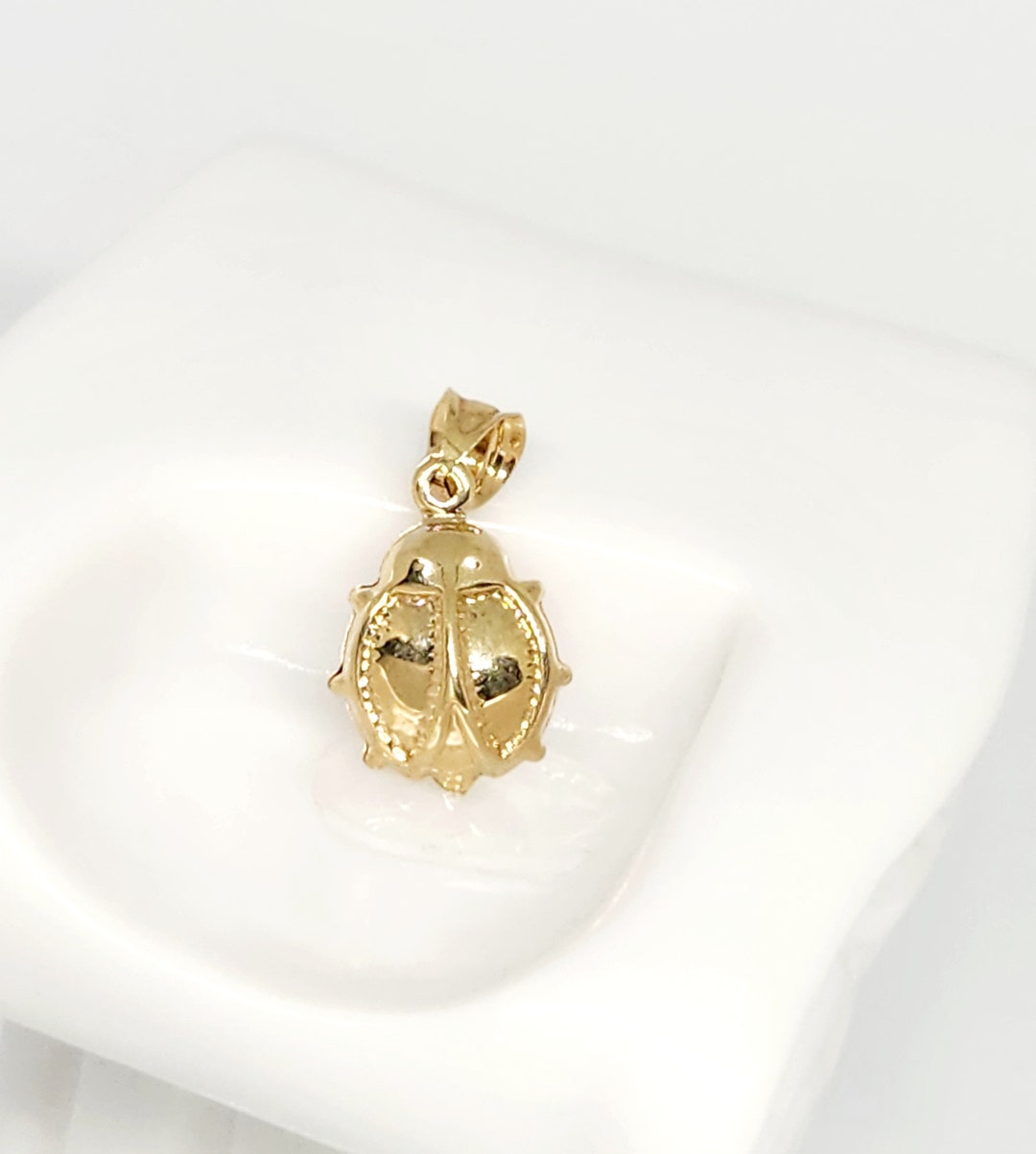 10K Real Gold Ladybug Charm, Hollow Charm, Dainty Charm, Gold Beetle ...