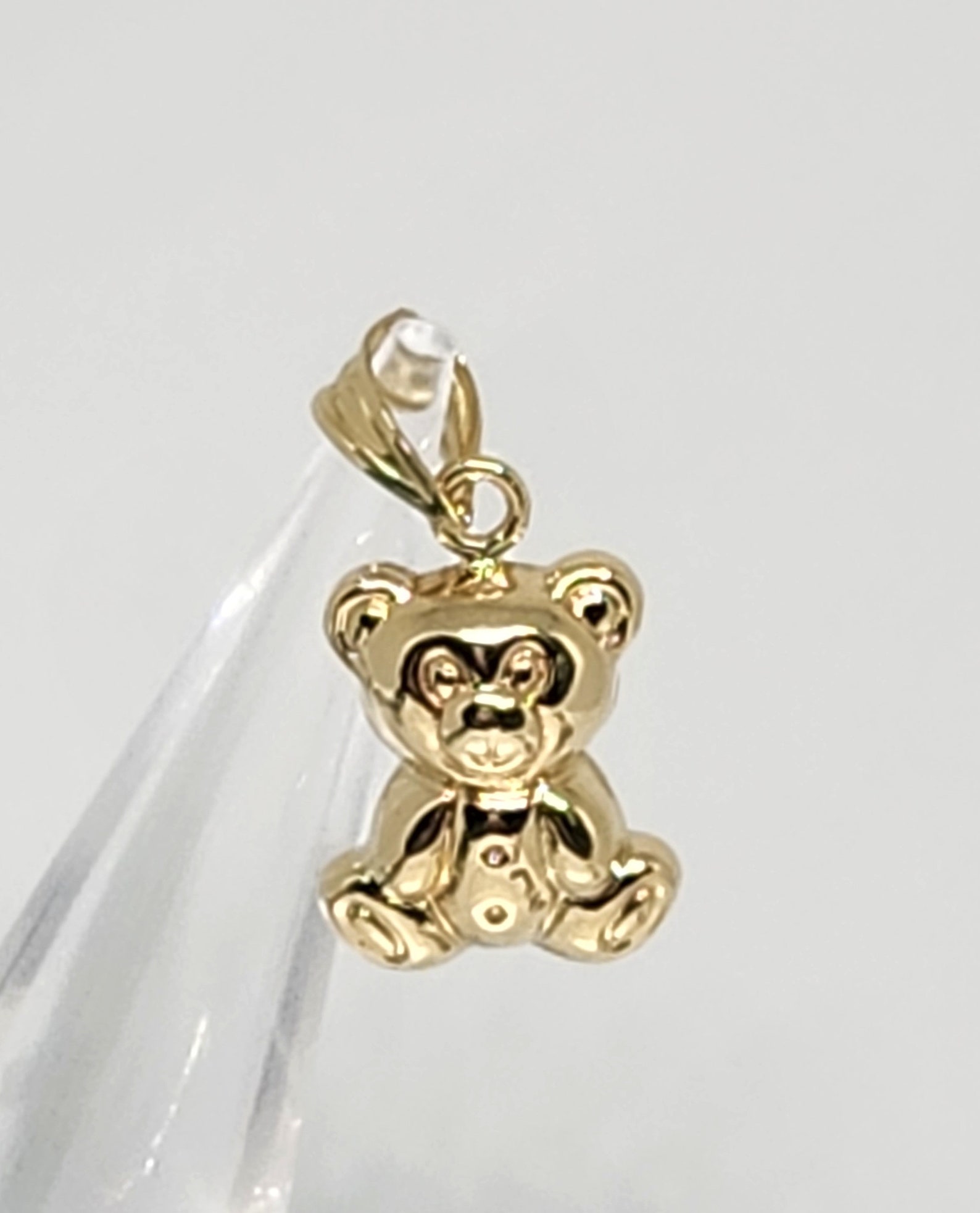 10K Real Gold Teddy Bear Charm, Lifelike Teddy Bear Pendant, Puffy ...