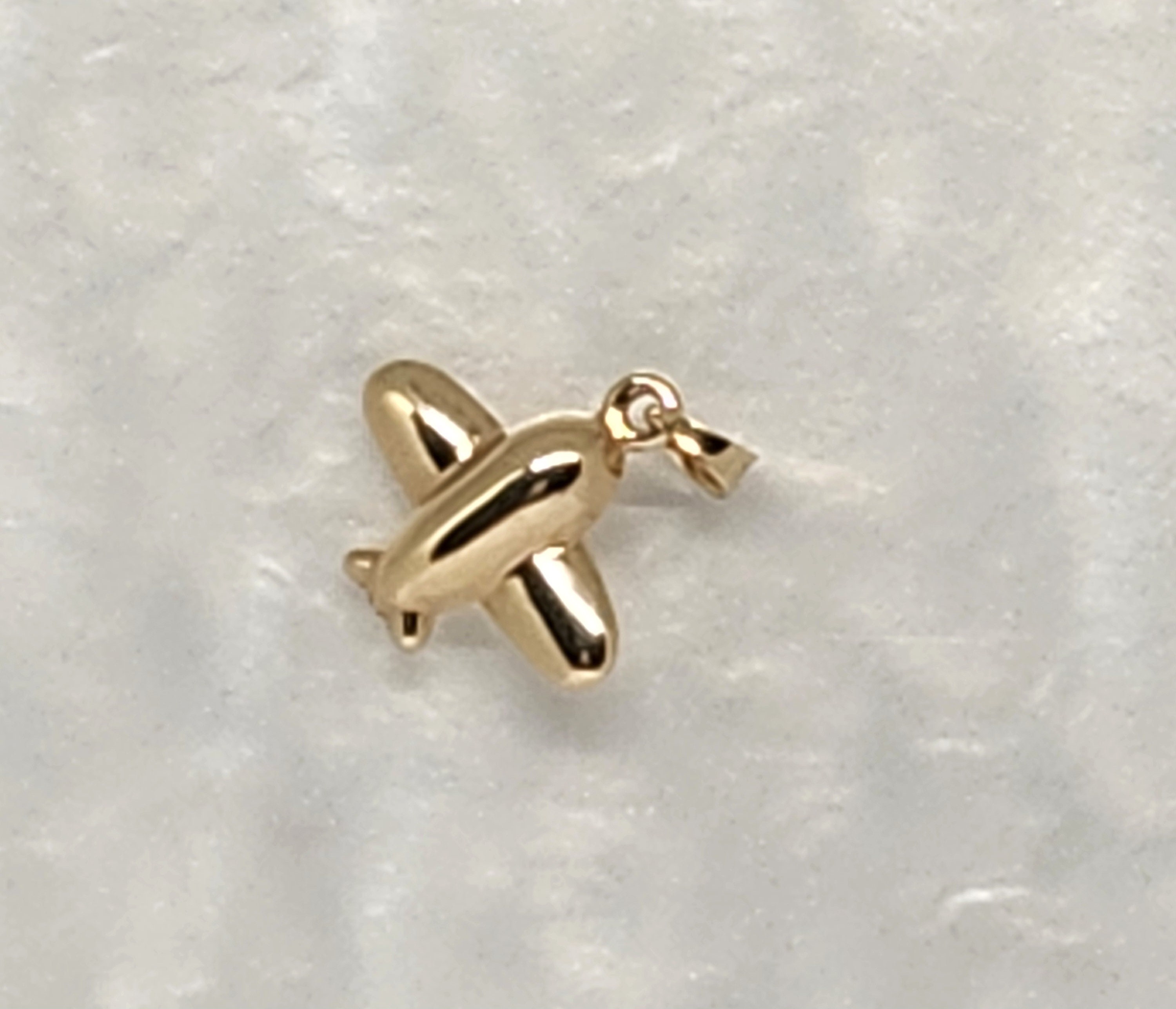 14K Real Gold Small Plane Charm, 3D Charm, Gold Plane, Travel Charm ...