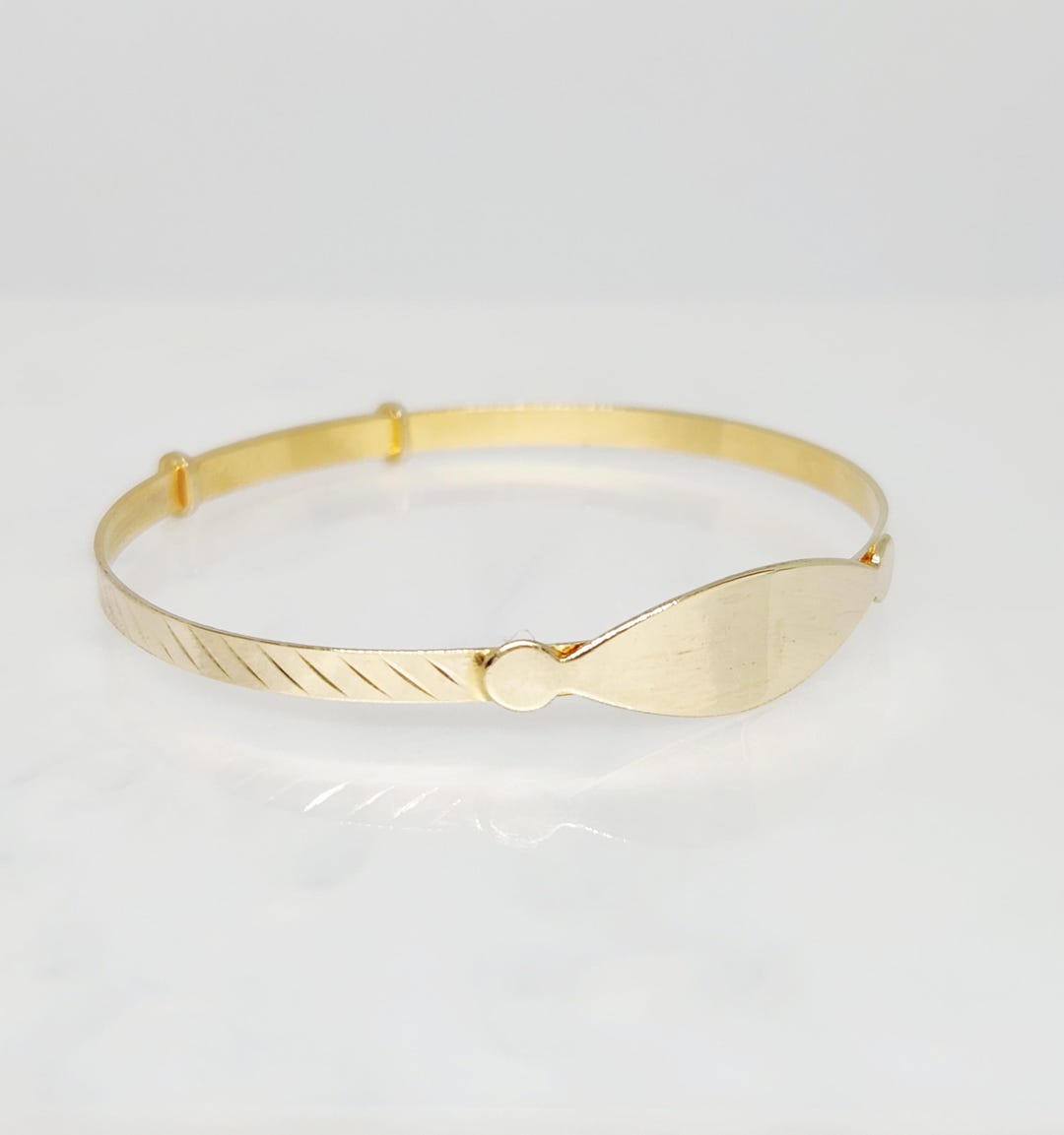 14K Yellow Gold VINTAGE BABY Bangle, Adjustable Baby Bangle, Gold ...