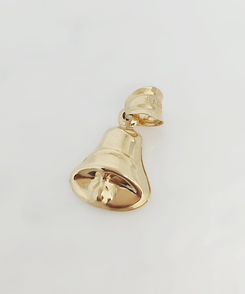 10K Yellow Gold Bell Charm, Gold Wedding Bell Charm, Gold Music Charm ...