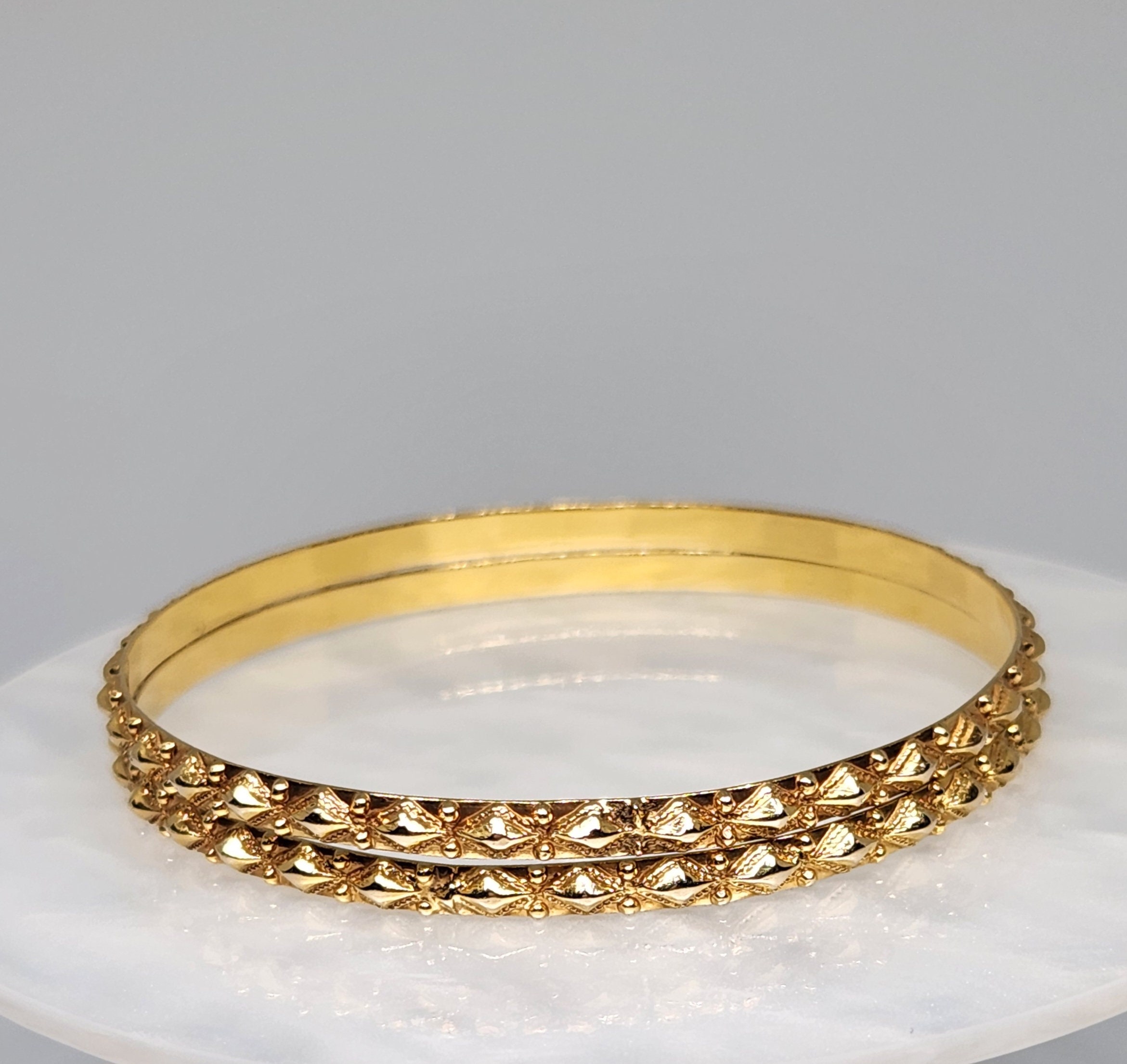 10K Genuine Gold Vintage Bangles, Gold Jingles, Gold Filigree Bangles ...