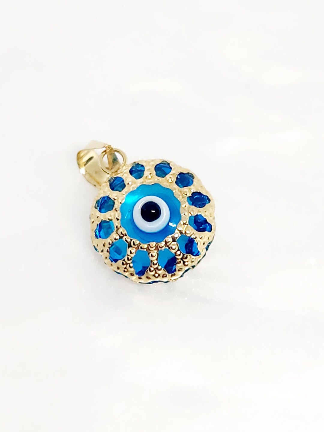 10K Yellow Gold SMALL Evil Eye Charm, Gold Protection Jewelry, Gold ...
