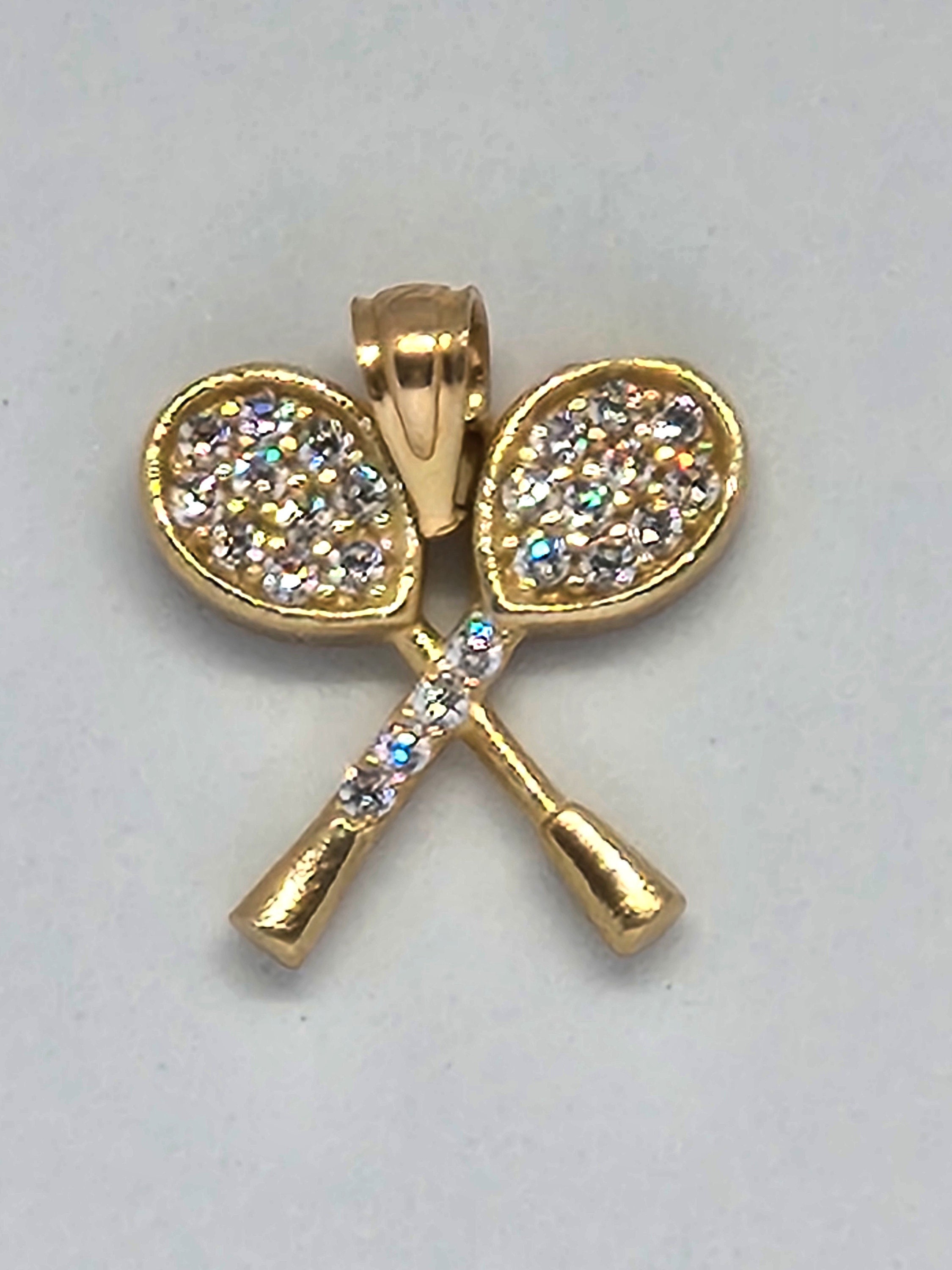 10K Real Gold Tennis Racket Pendant, Gold Tennis Charm, Gold Sport ...