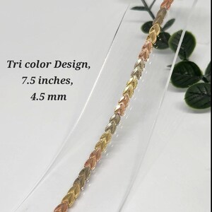 14K Genuine Gold Specialty Bracelet, Gold Leaf Pattern Bracelet, Gold ...