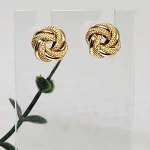 10K Yellow Gold Knot Earrings, Gold Knot Studs, Gold Love Knot Earrings, Gold Love Knot Pendant ...
