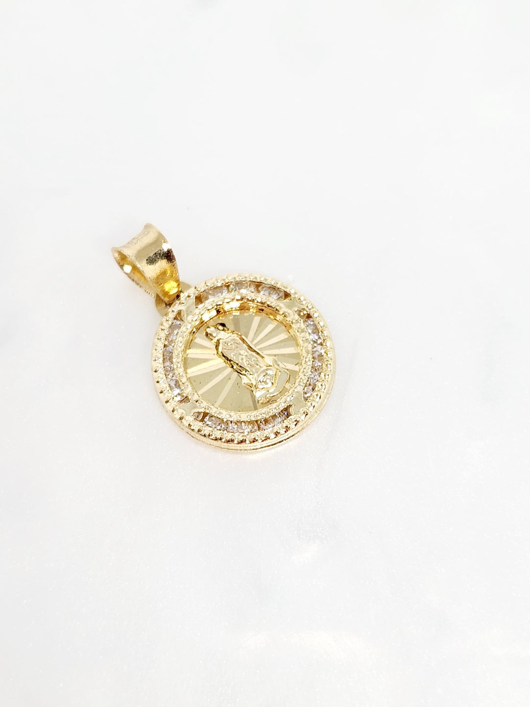14K Yellow Gold Saint Charm, SMALL Gold Religious Charm, Gold Virgin ...