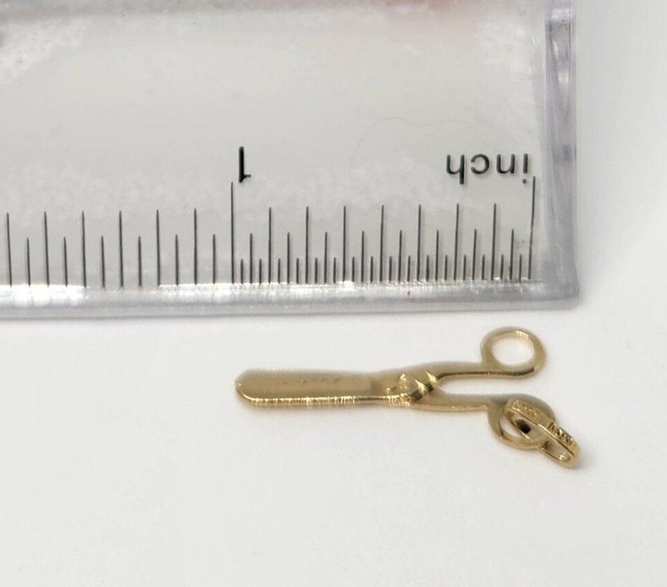 10K Real Gold Scissors Charm, Gold Scissor Pendant, Fully Moveable ...