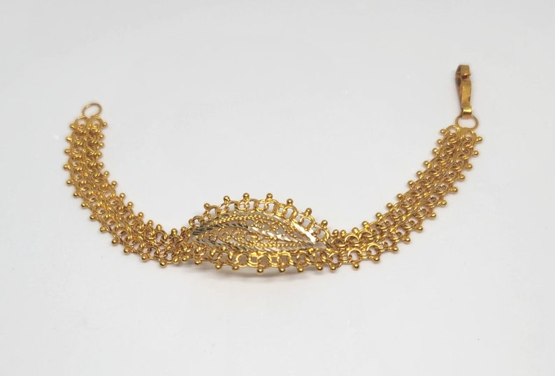 10K Genuine Gold Filigree Vintage Bracelet, Spanish Link Bracelet, West ...