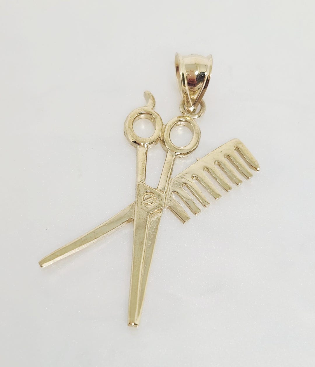 10K Yellow Gold Scissors Charm, Gold Scissor & Comb Charm, Gift for ...