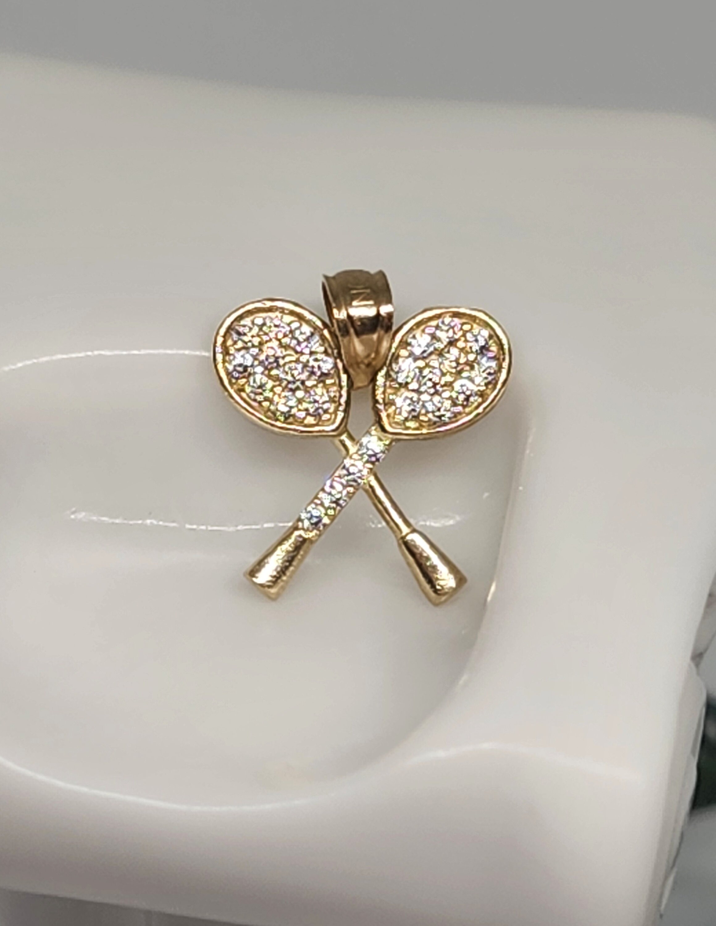 10K Real Gold Tennis Racket Pendant, Gold Tennis Charm, Gold Sport ...