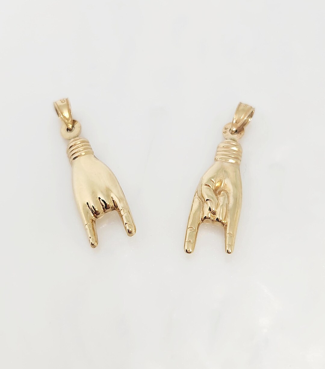 14K Yellow Gold Hand Charm, Gold Lucky Hand Signal, Gold Hand Signal ...