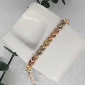 14K Genuine Gold Specialty Bracelet, Gold Leaf Pattern Bracelet, Gold ...