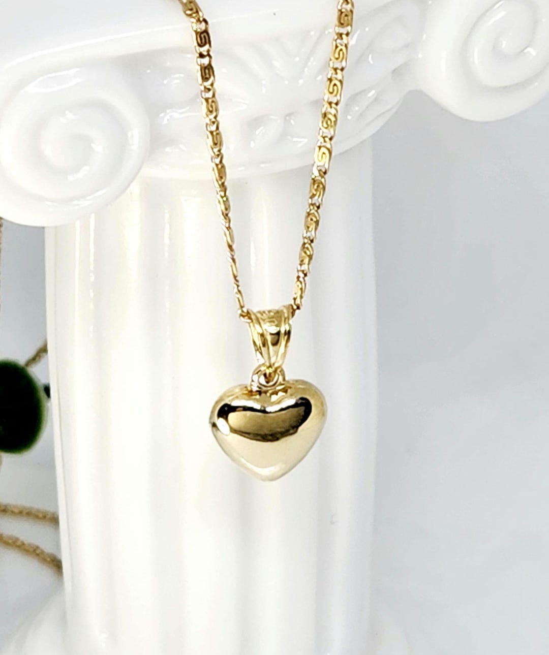 10K Real Gold Heart Charm, Puffy Heart, 3D Heart, Dainty Heart ...