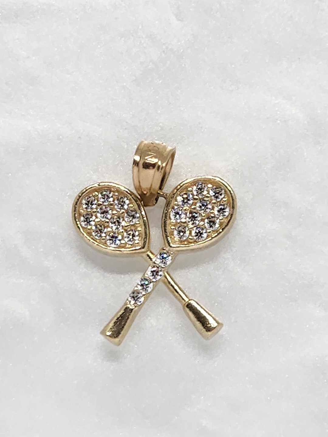 10K Real Gold Tennis Racket Pendant, Gold Tennis Charm, Gold Sport ...