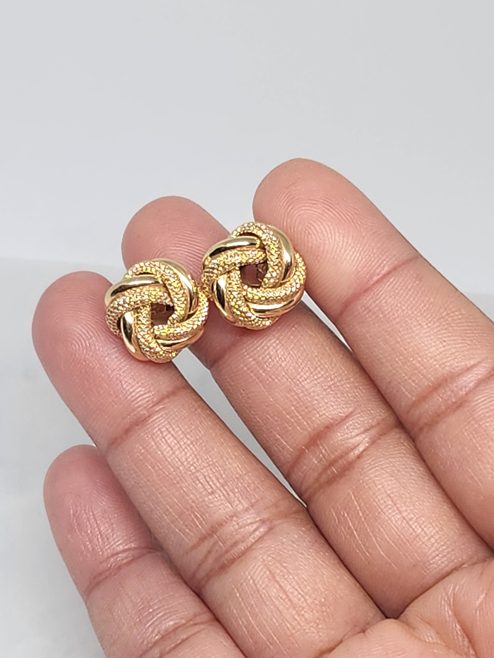 10K Yellow Gold Knot Earrings, Gold Knot Studs, Gold Love Knot Earrings ...